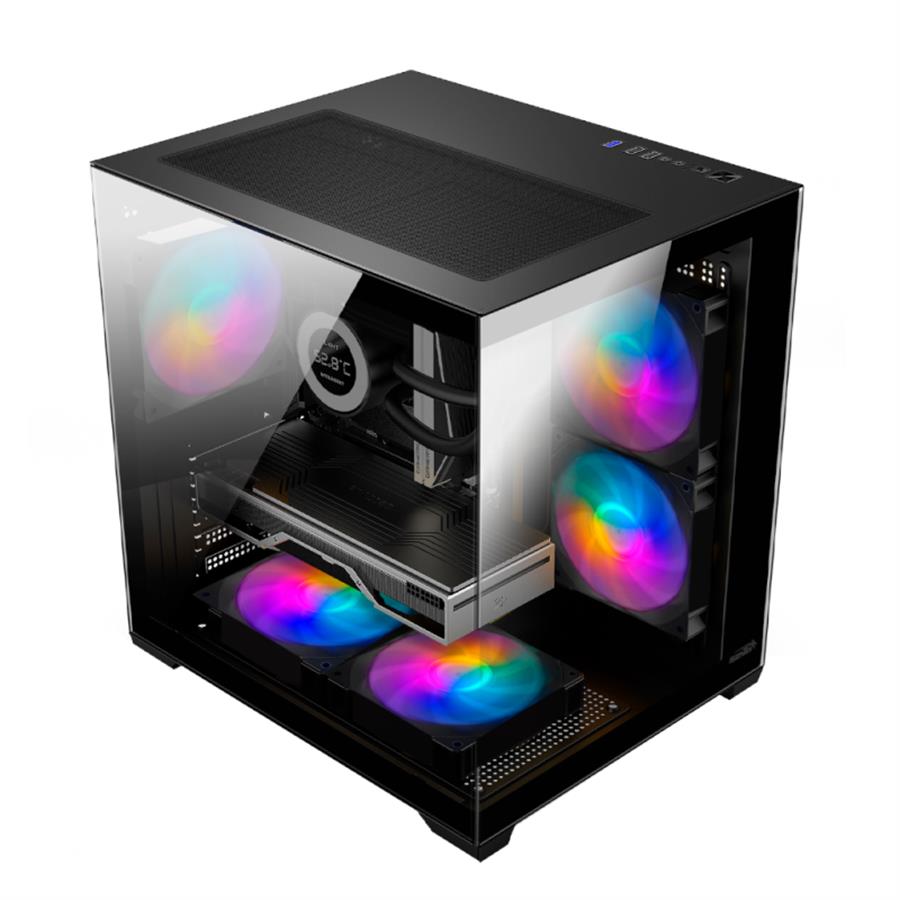 GABINETE GAMER Sentey A5 MICRO TG c/ 5 cooler RGB BLACK